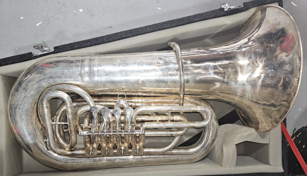 Mack Brass Silver TU-210s Bb 4 Rotary Valve Tuba - Texas Horn Trader